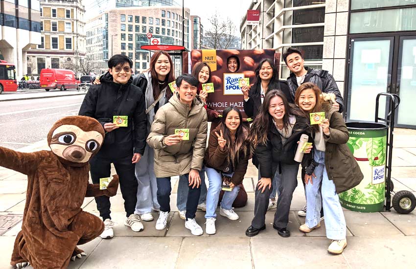 Ritter Sport chocolate sampling at Sainsbury's head office.